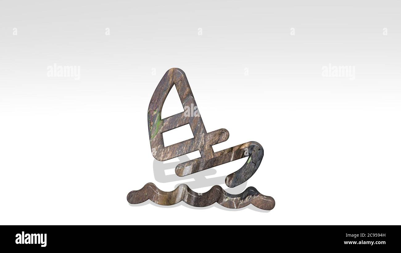 NAUTIC SPORTS SAILING made by 3D illustration of a shiny metallic ...