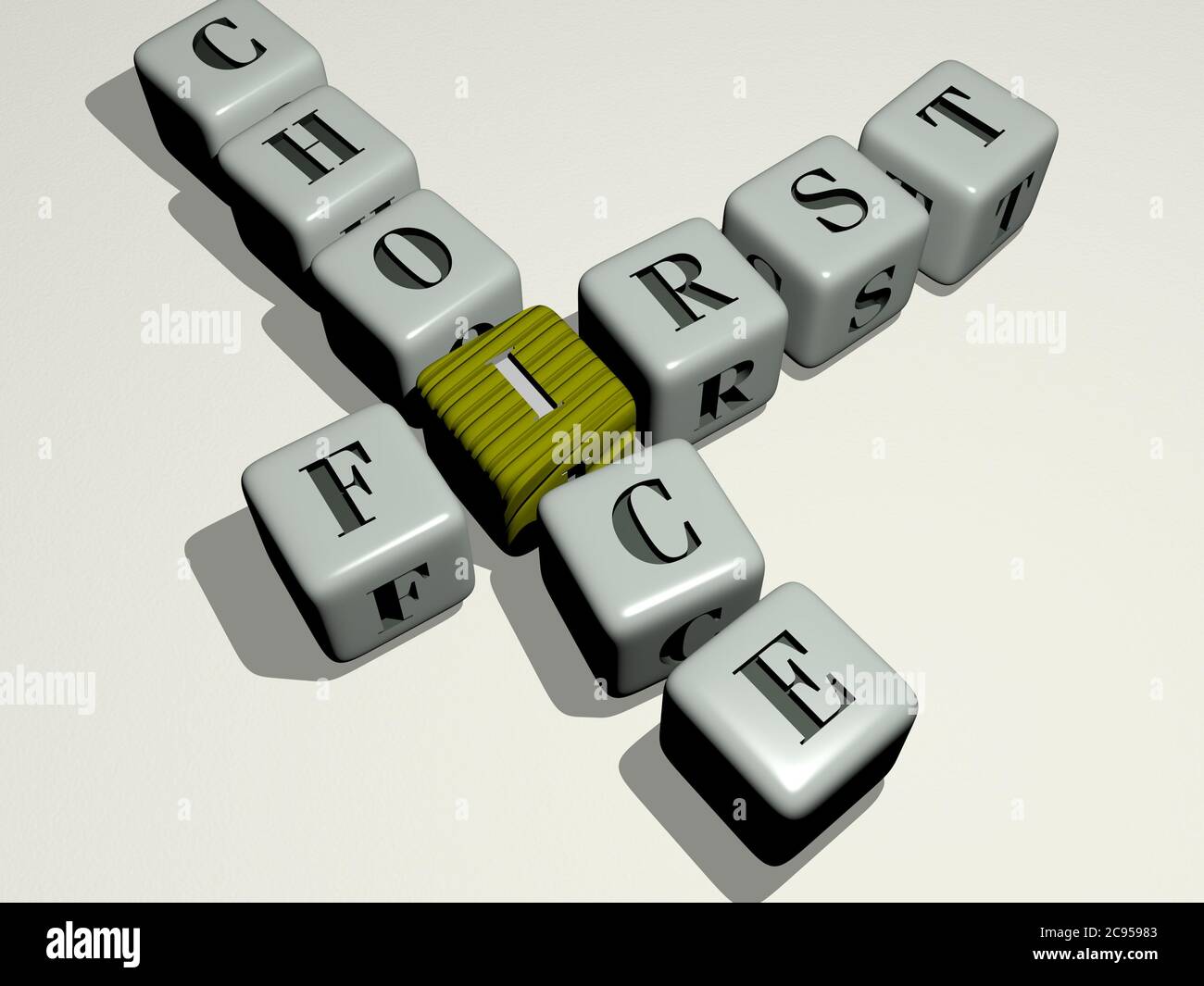 FIRST CHOICE combined by dice letters and color crossing for the ...