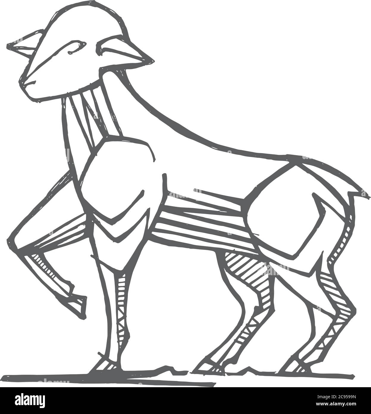 Hand drawn vector illustration or drawing of Jesus Christ lamb ...