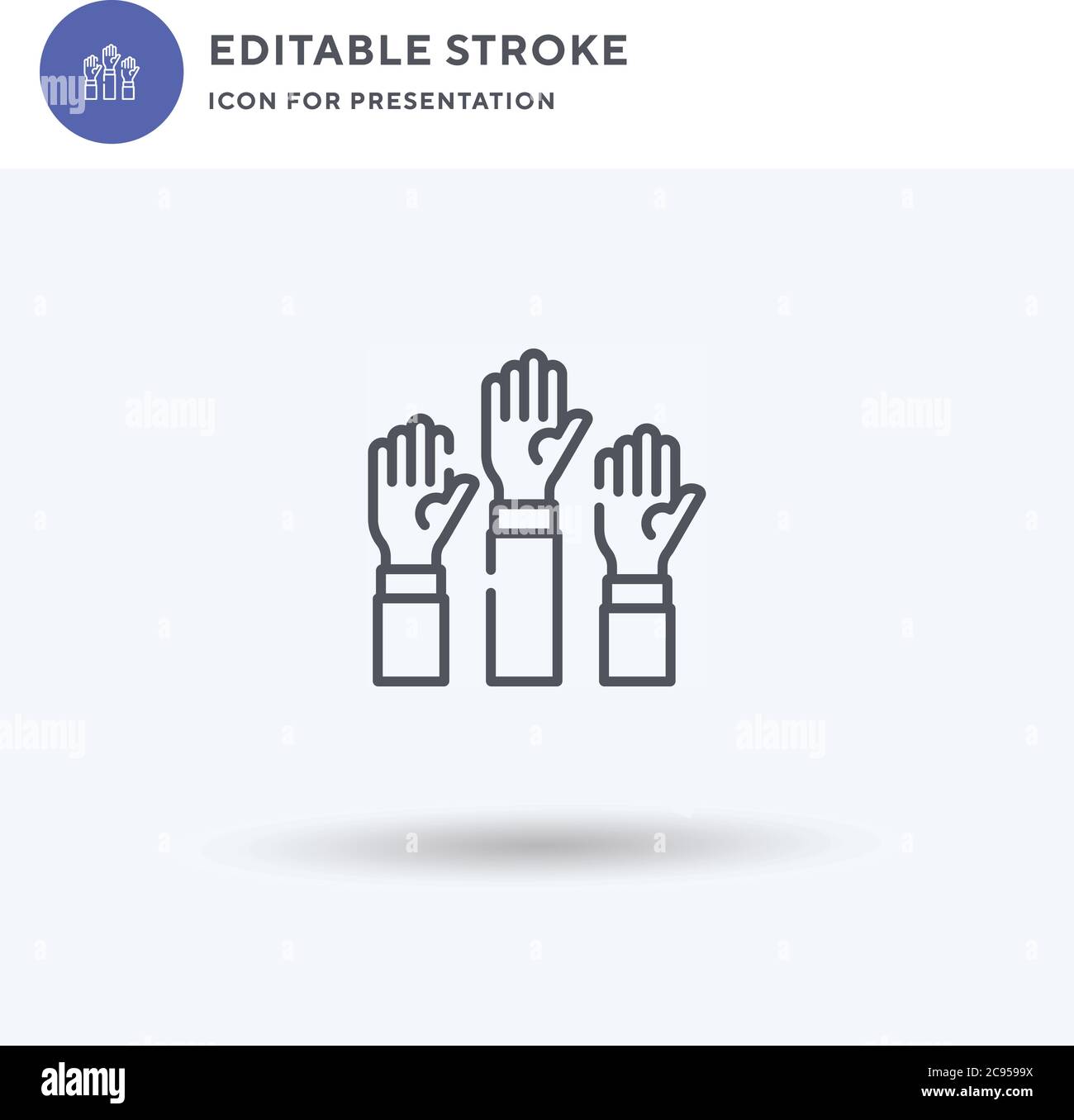 Raise Hand icon vector, filled flat sign, solid pictogram isolated on ...
