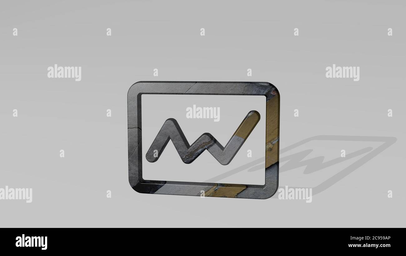 analytics board graph line casting shadow from a perspective. A thick ...