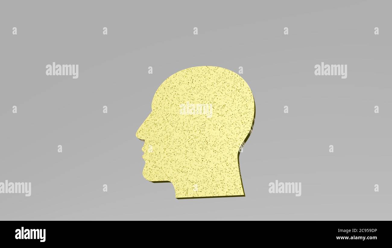 MAN WITH CHESS BRAIN from a perspective on the wall. A thick sculpture ...