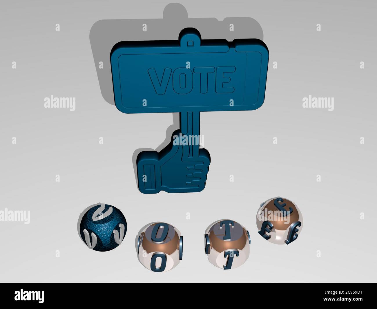 3D graphical image of vote vertically along with text built around the ...