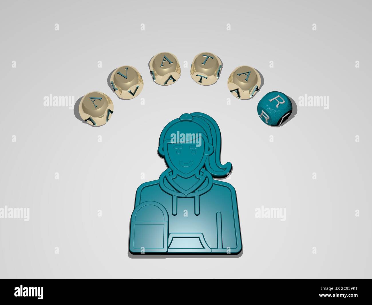 3D graphical image of avatar vertically along with text built around ...
