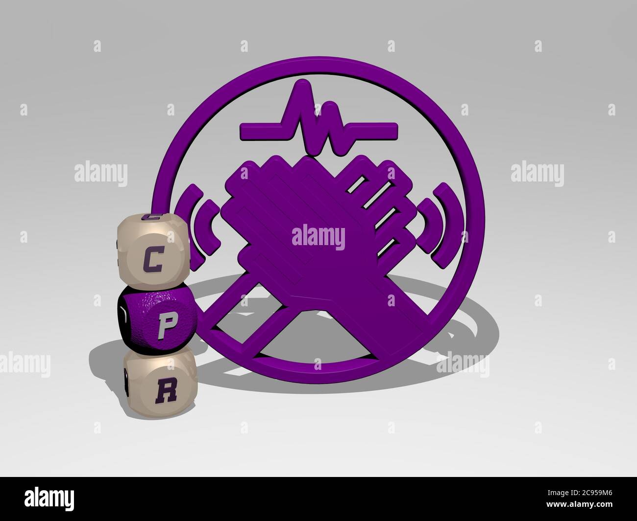 3D illustration of cpr graphics and text around the icon made by ...
