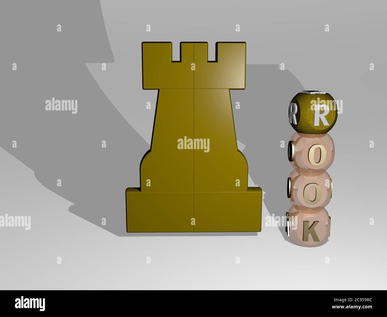 3D representation of ROOK with icon on the wall and text arranged by ...