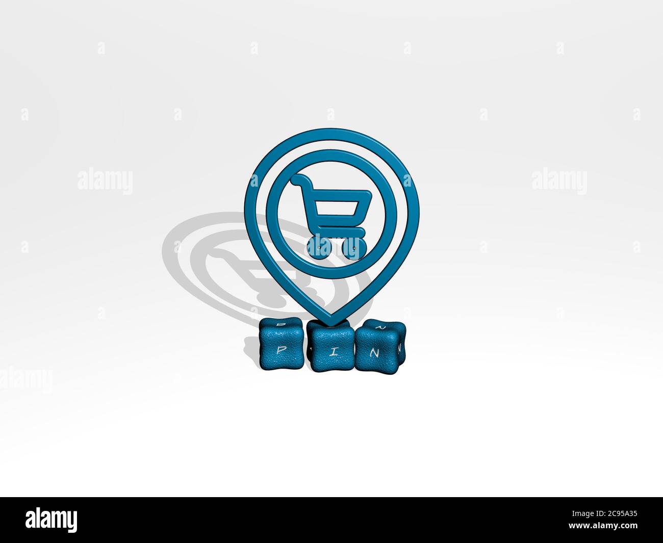 3D illustration of PIN graphics and text made by metallic dice letters ...