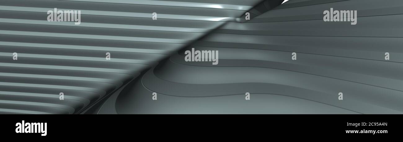 Ultra wide 3D illustration of a geometrical shape of LIGHT CYAN color ...