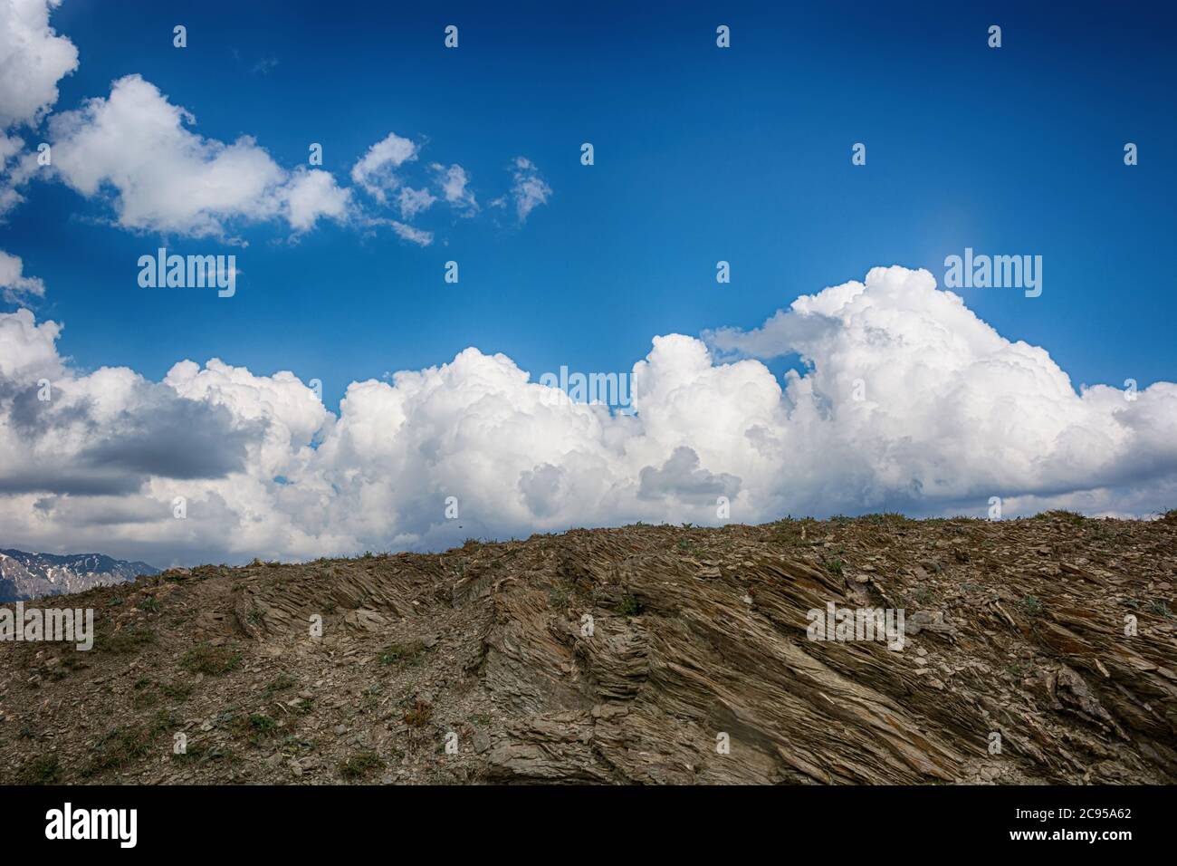 Idyllic summer mountains landscape with blue sky and clouds Stock Photo ...