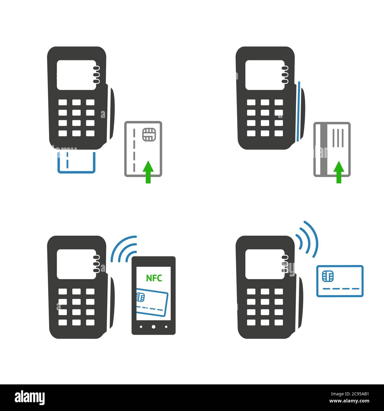 Vector icons of payments methods. Processing of mobile payment ...