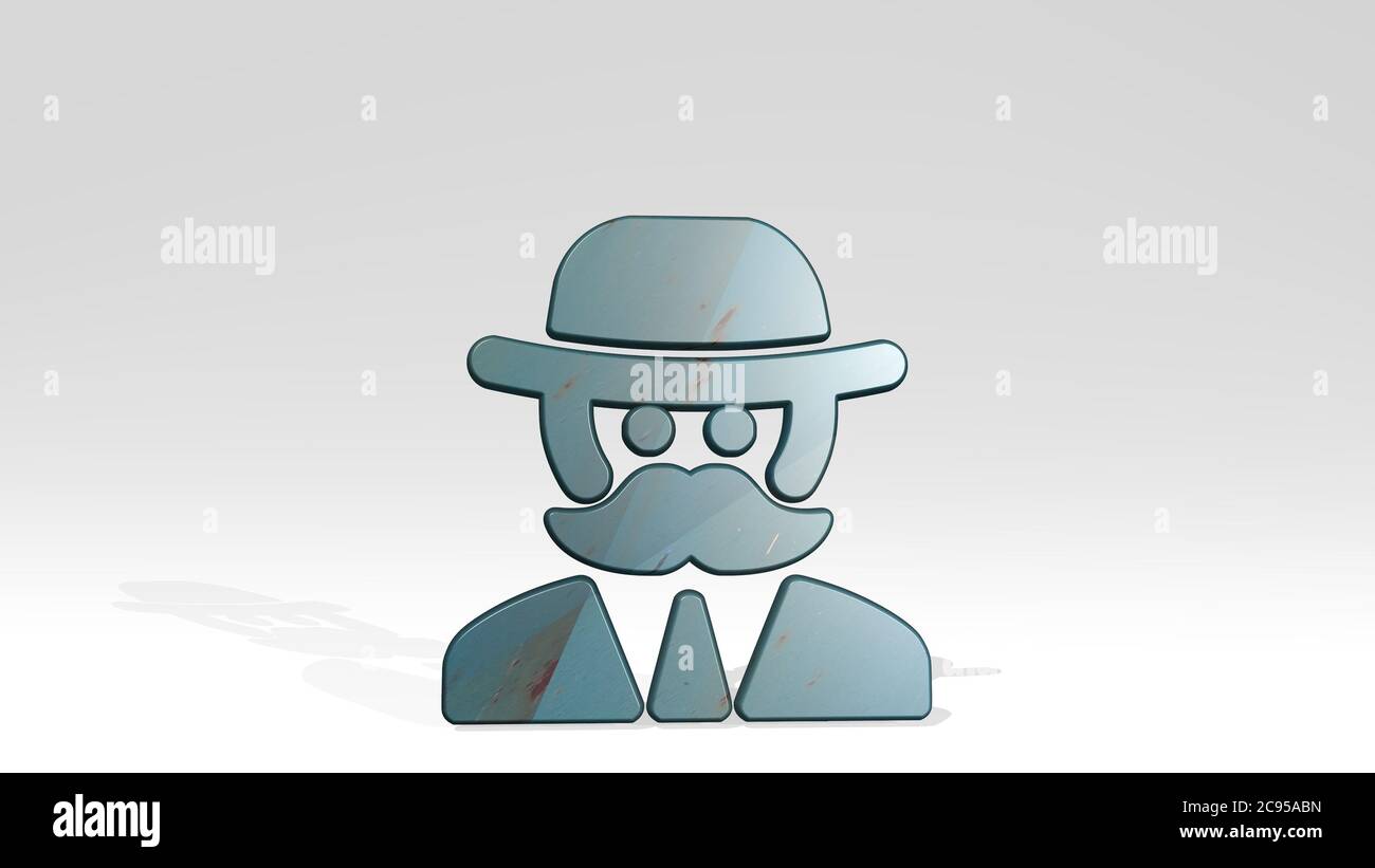 vintage man moustache casting shadow from a perspective. A thick ...