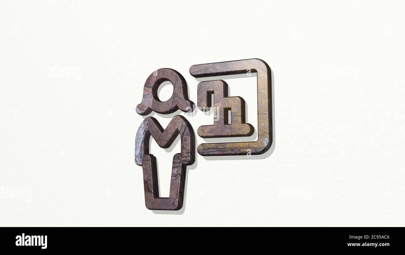 SINGLE WOMAN STATIS made by 3D illustration of a shiny metallic ...