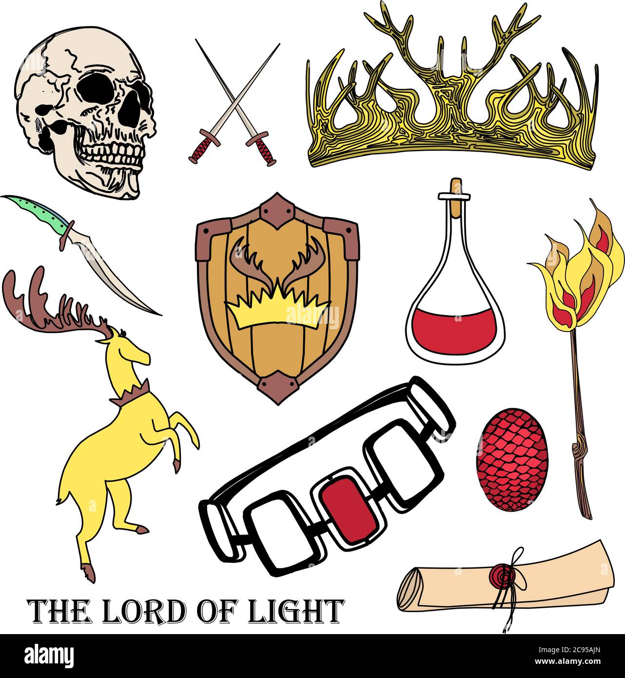 Magic and sorcery items set. REGULATION SYMBOLS. crown, skull. Saitok ...