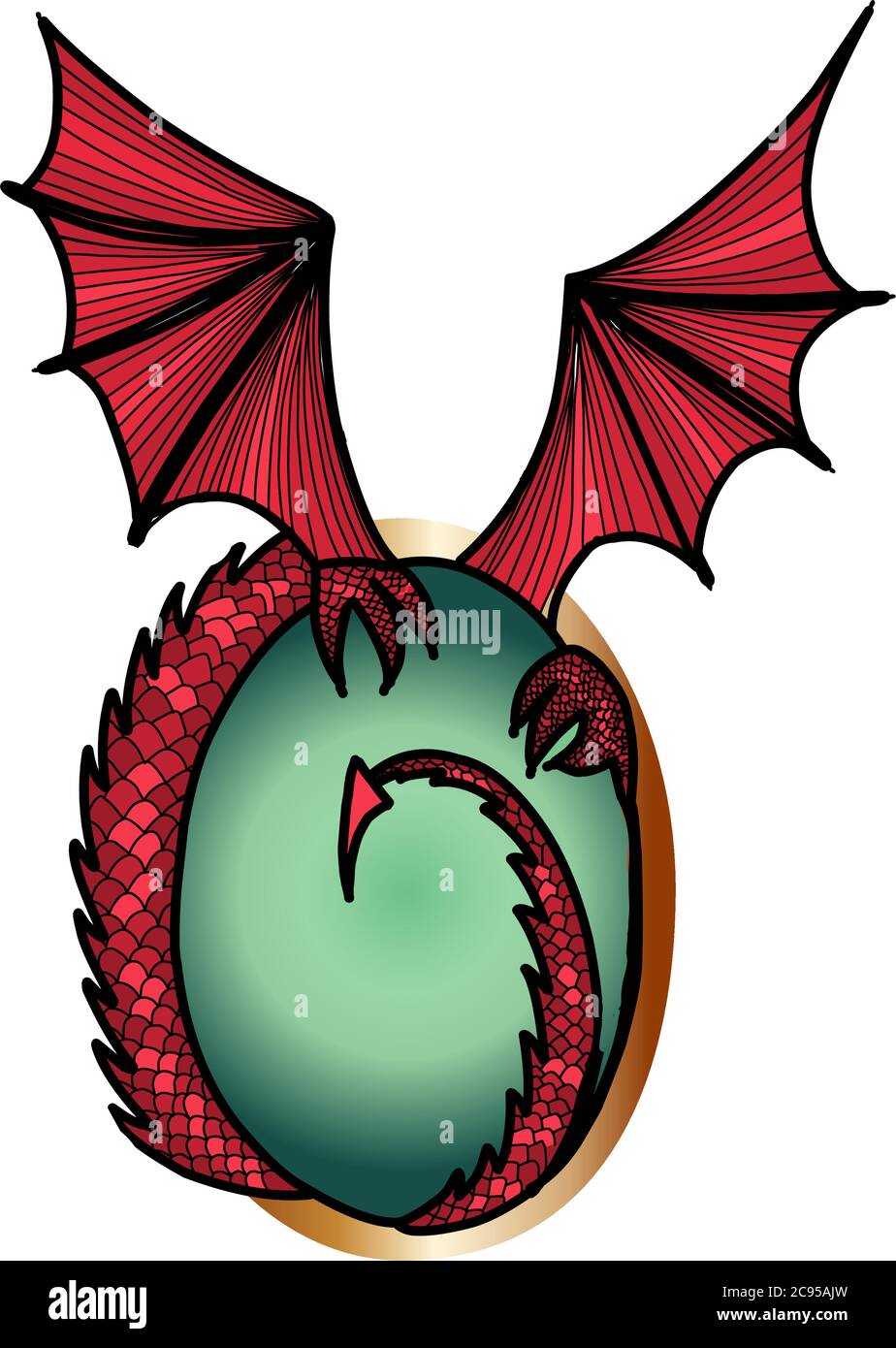 Abstract dragon sign on white background. Gem and dragon wings ...