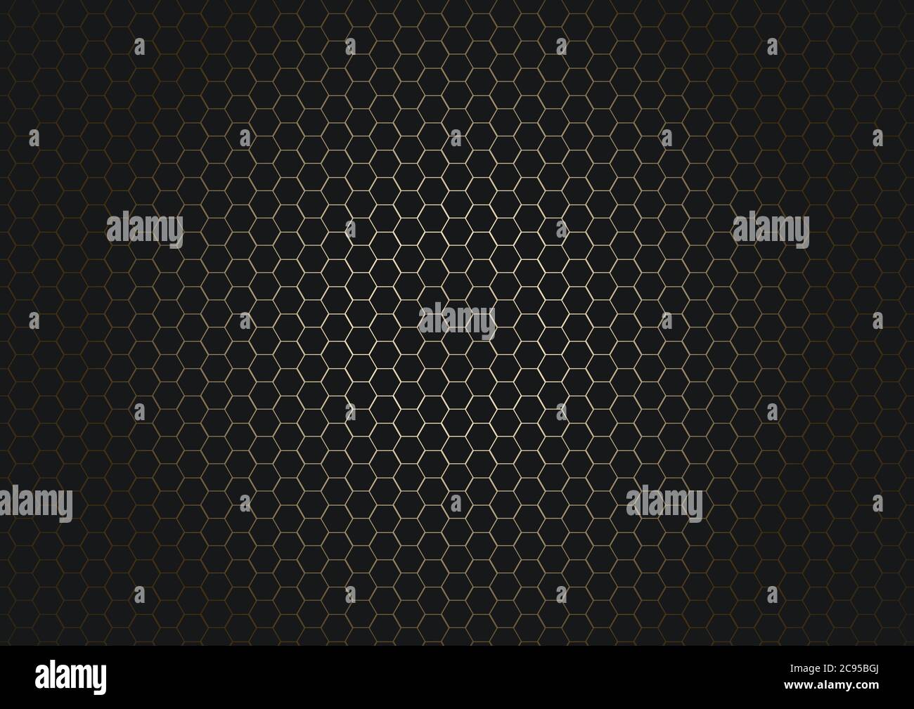 Abstract black hexagon pattern on glowing gold background and texture ...