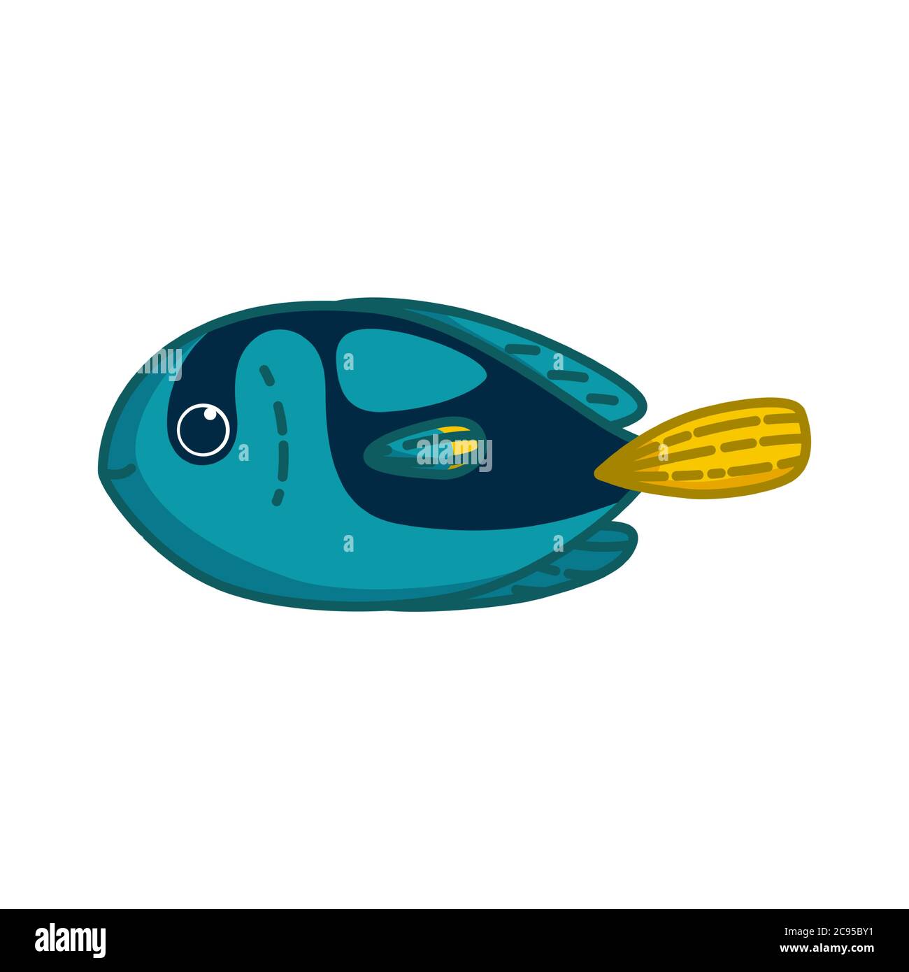 Blue surgeonfish isolated in white background. Colorful blue tropical ...