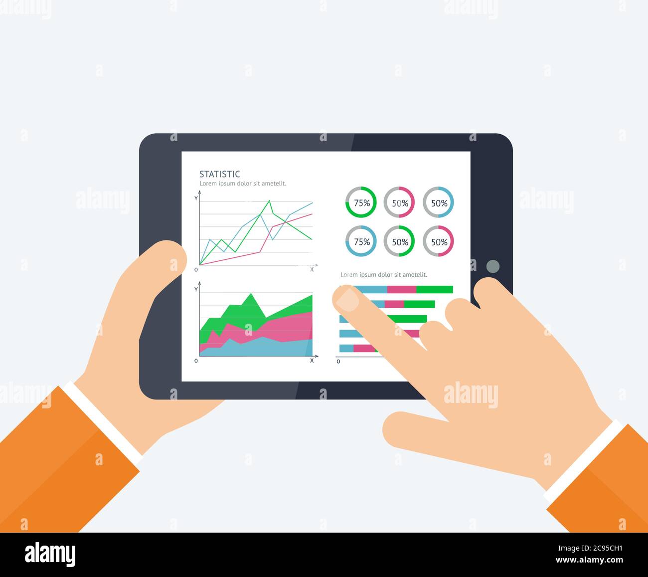 Vector banners with mobile statistics concept. Illustration of modern ...