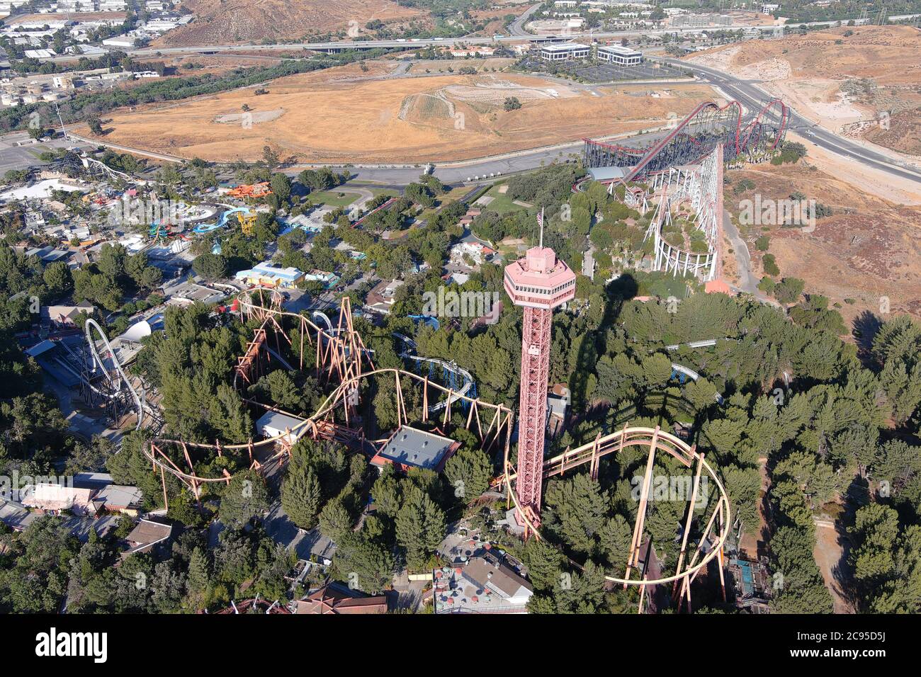 Valencia, United States. 25th July, 2020. A general view of Six Flags ...