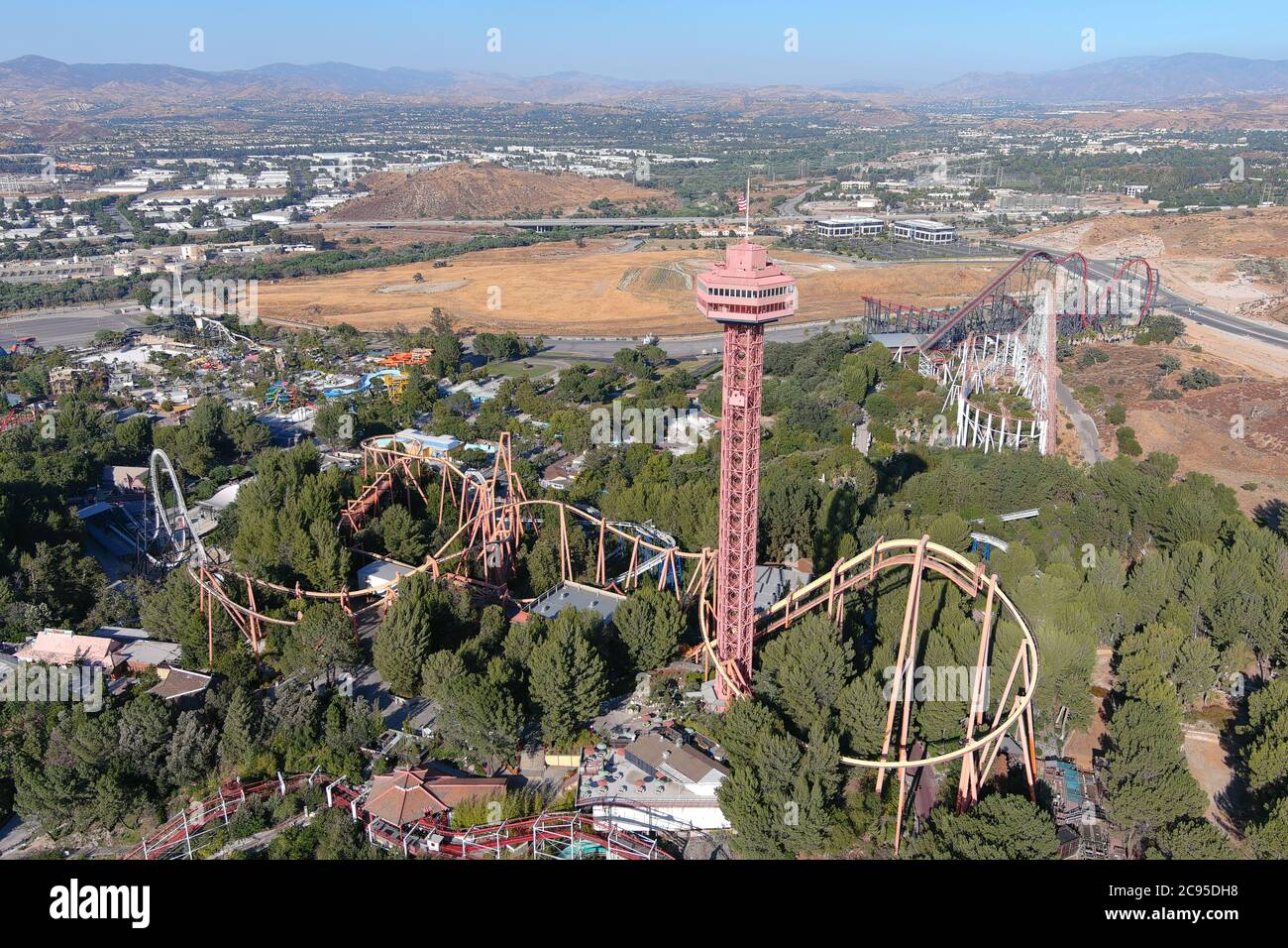Valencia, United States. 25th July, 2020. A general view of Six Flags ...