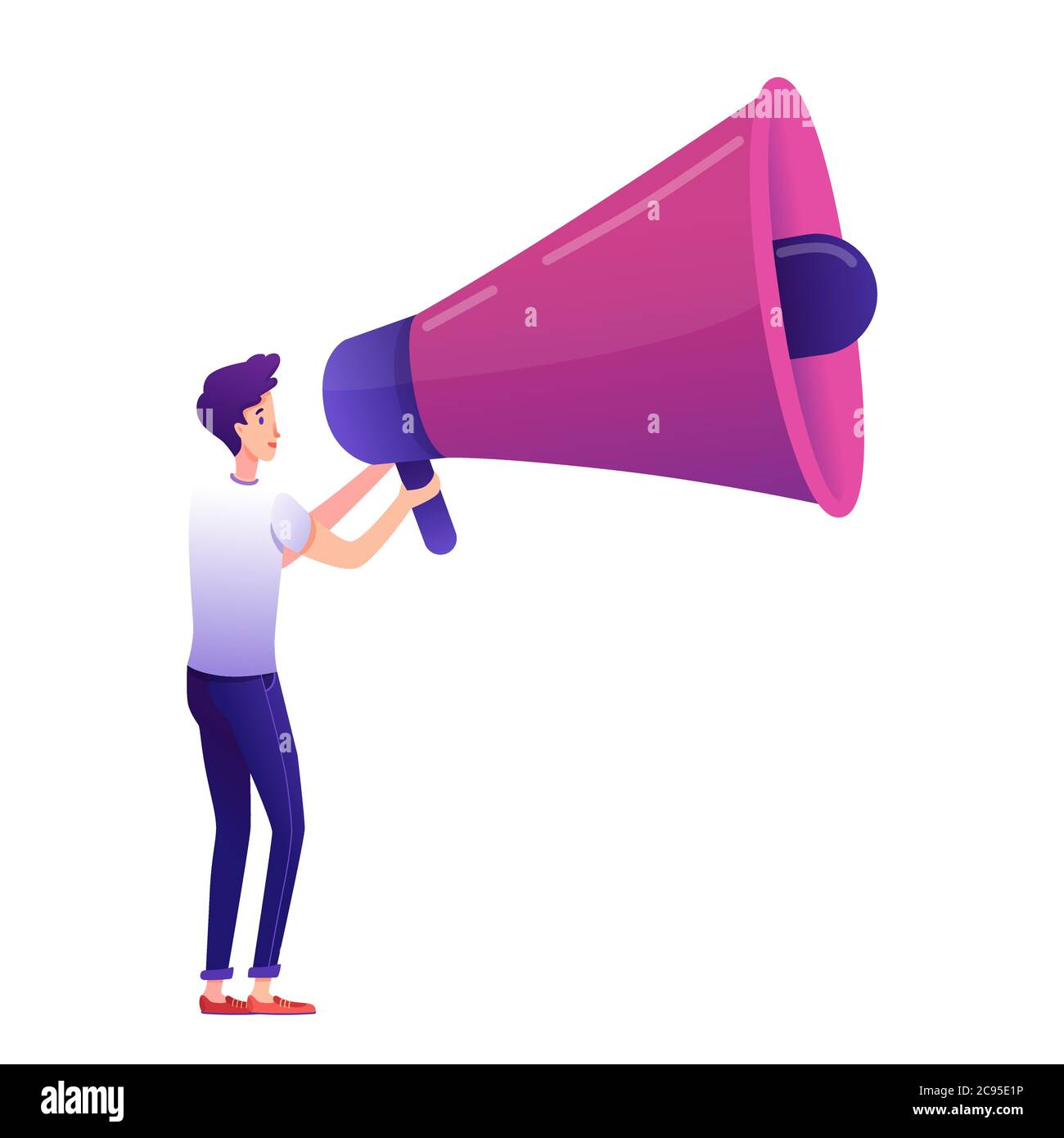 Guy with big megaphone flat vector illustration Stock Vector Image ...