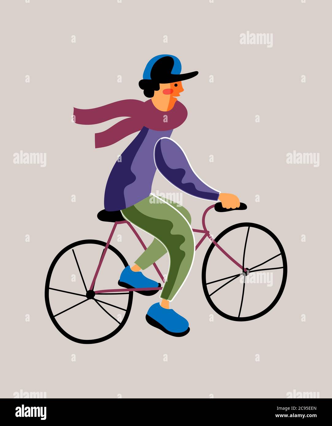 Guy riding bicycle flat vector illustration Stock Vector Image & Art ...