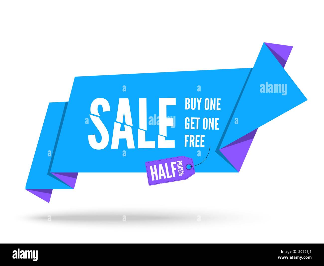 Blue Origami paper speech bubble for sale. Vector fold paper banner ...