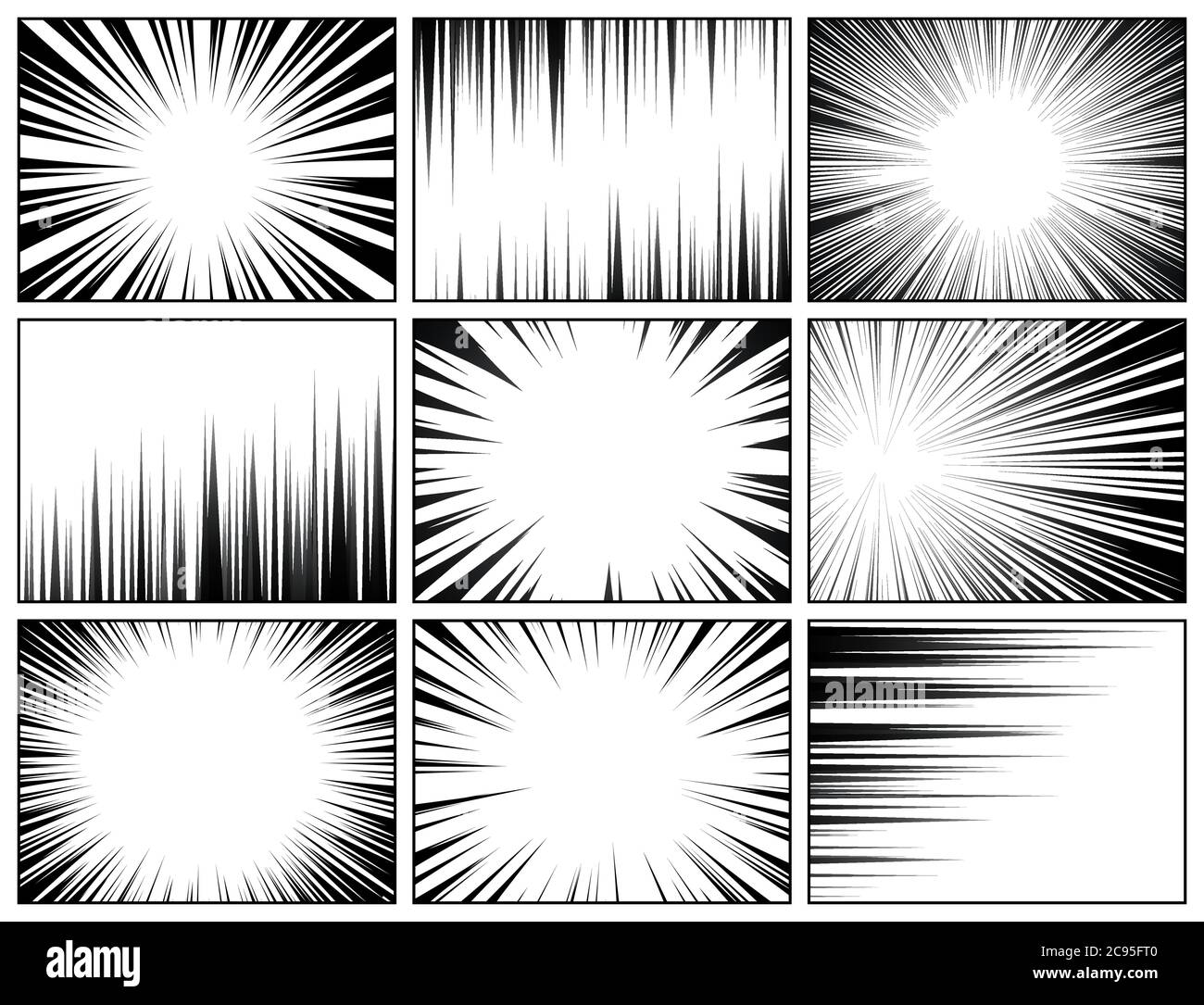 Comic book radial lines collection. Comics background with motion ...