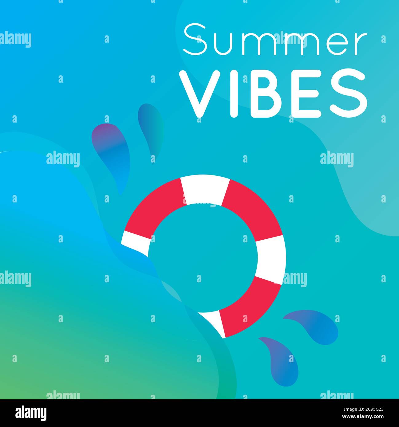 summer vibes colorful banner with lifeguard float vector illustration ...