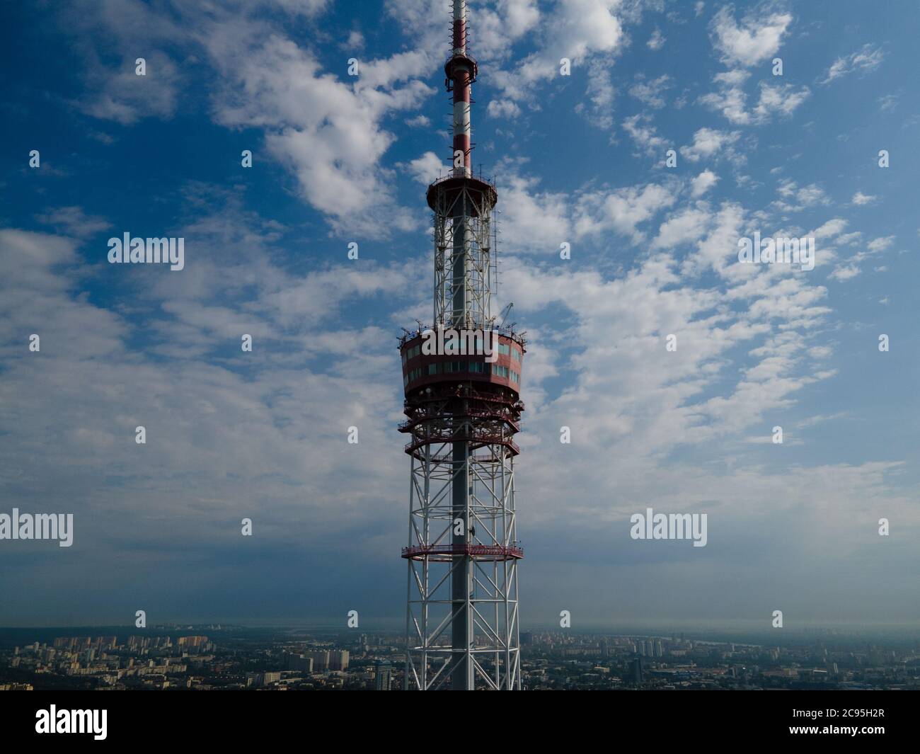 The architecture of Kyiv. Ukraine: TV tower. Aerial view Stock Photo ...