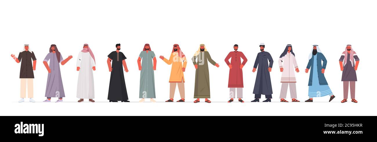 set arabic men in traditional clothes arab male cartoon characters ...
