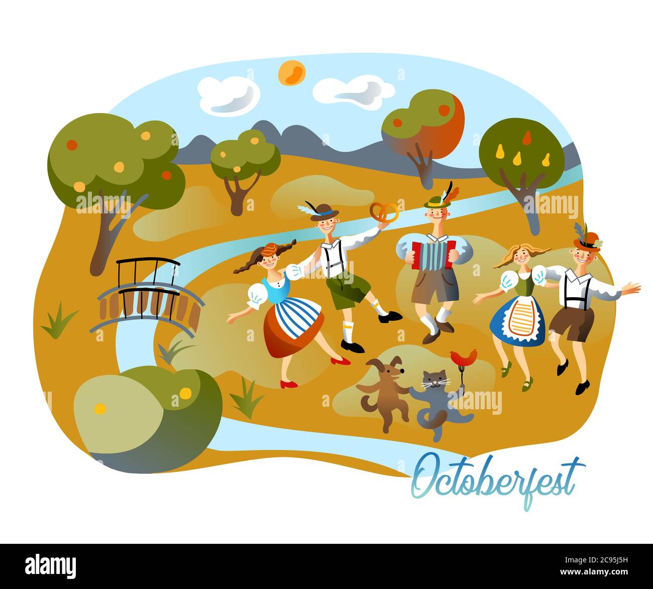 Oktoberfest celebration flat vector illustration Stock Vector Image ...