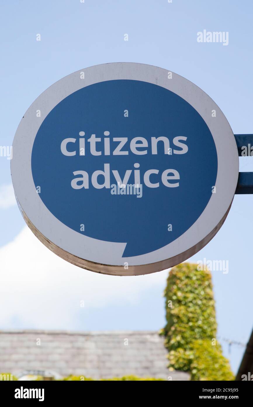 A Citizens Advice sign outside a reception in the UK, taken 26th June ...