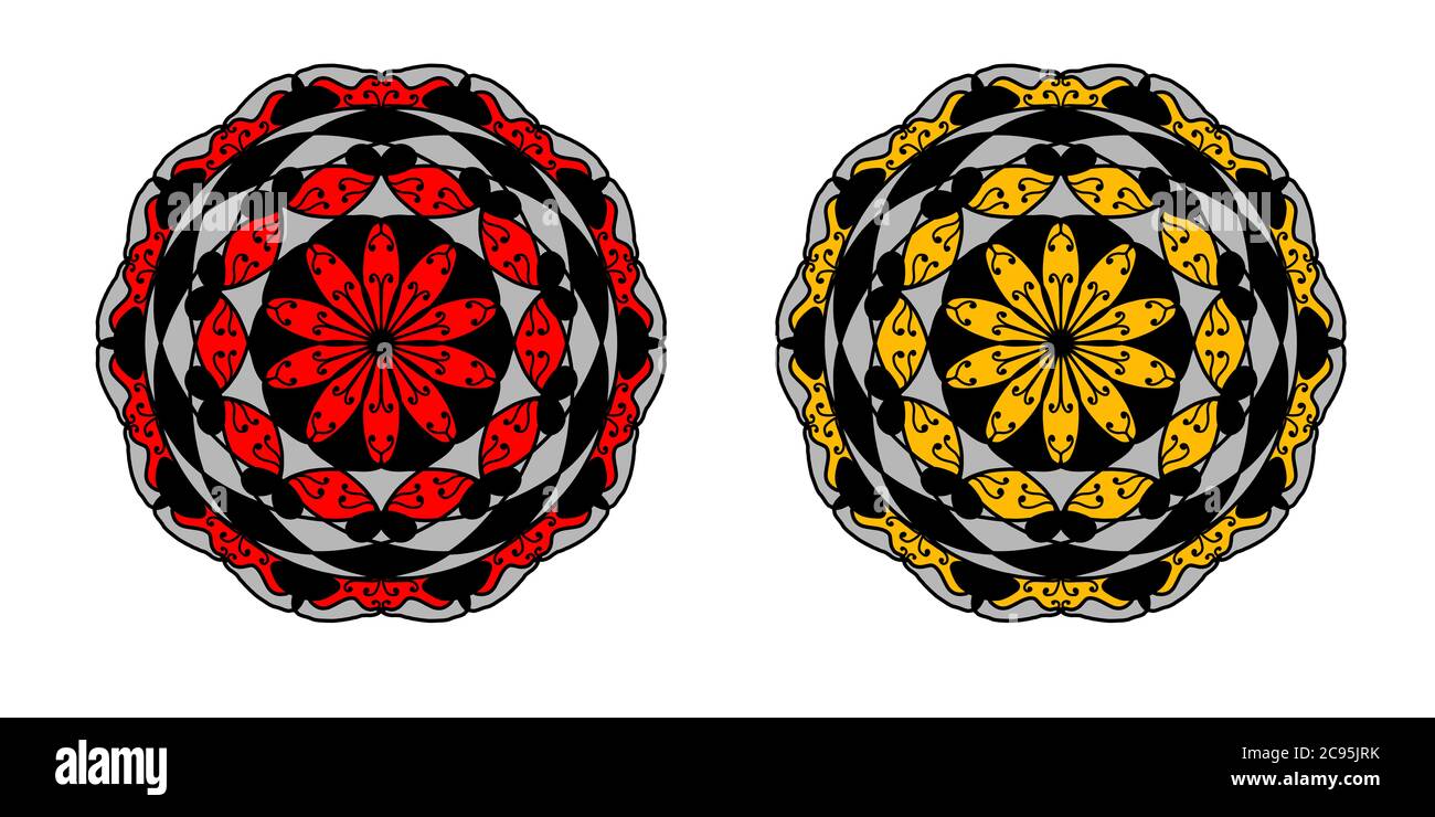 Mandala ornament in two colors isolated on a white background Stock ...
