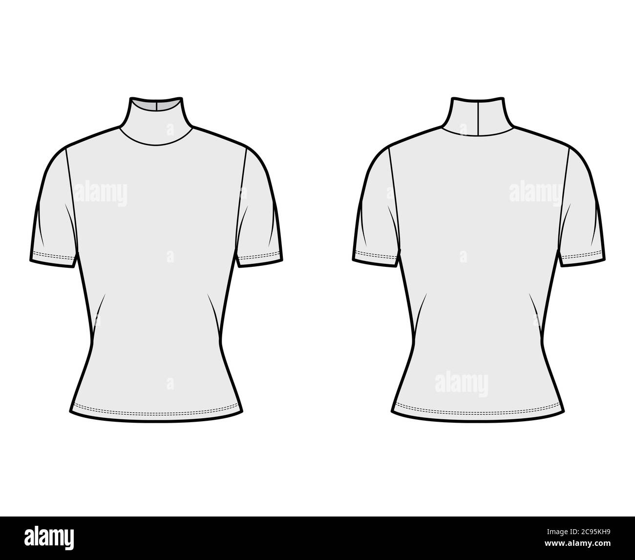 Turtleneck jersey sweater technical fashion illustration with short ...
