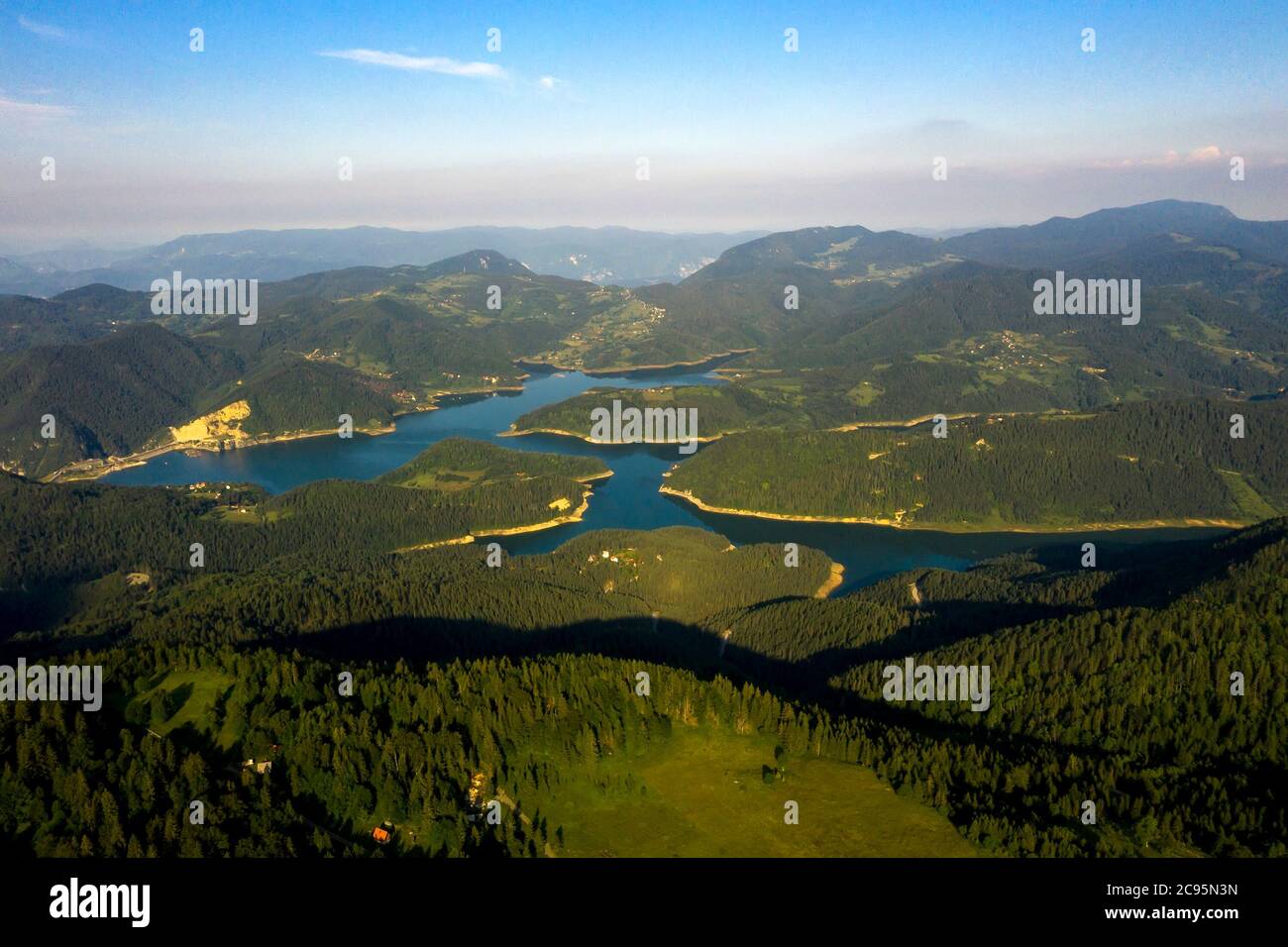 View at Zaovine lake from Tara mountain in Serbia Stock Photo - Alamy