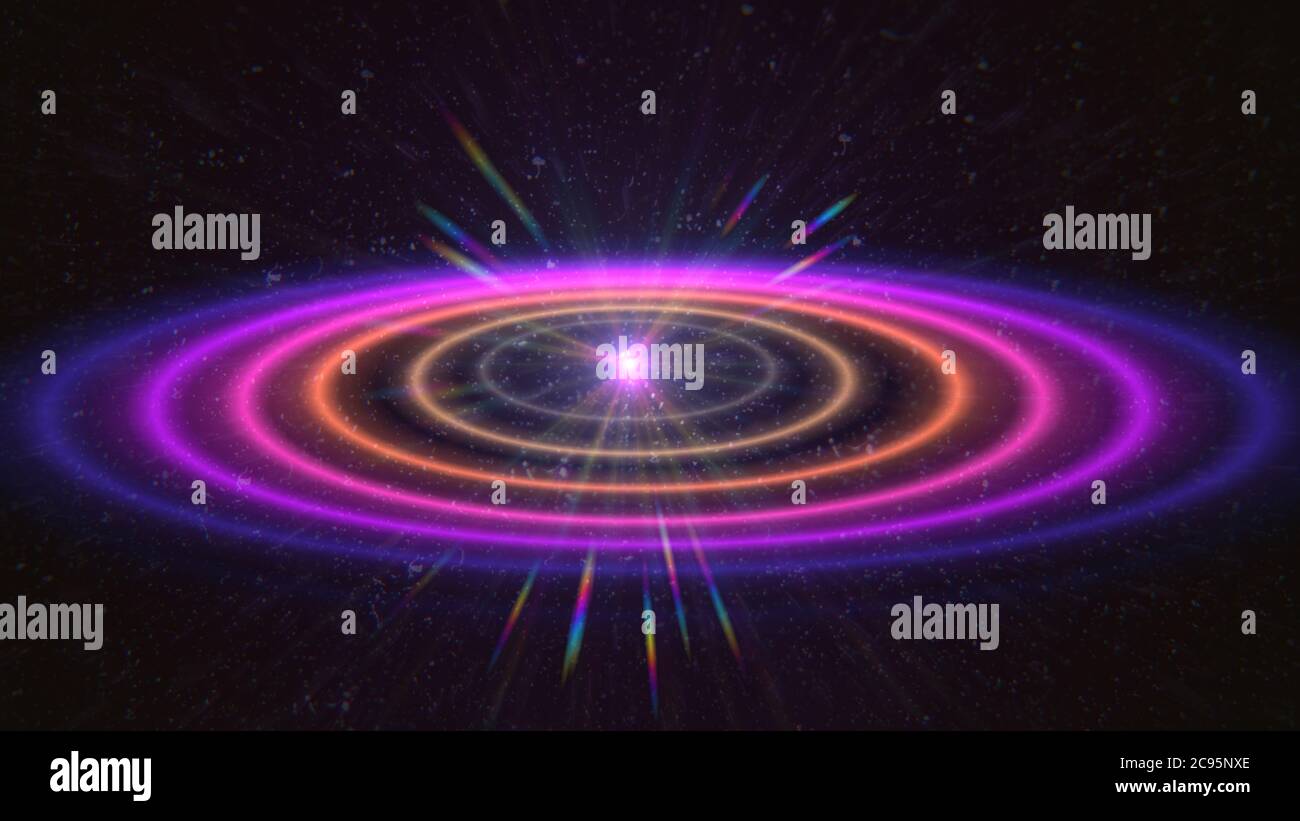 Abstract atom color rings background ray light Stock Photo - Alamy