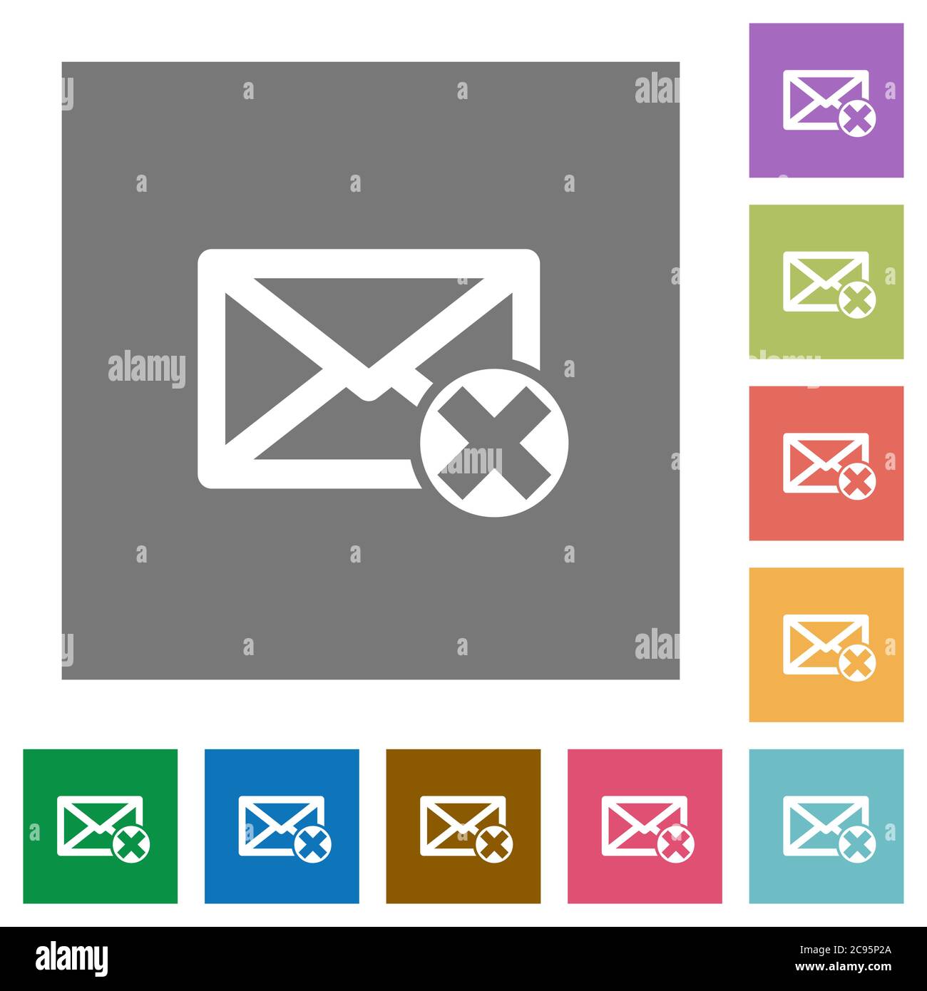 Delete mail flat icons on simple color square backgrounds Stock Vector ...