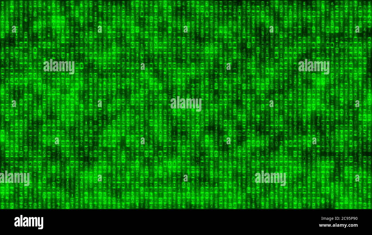 data matrix green binary code, abstract background illustration Stock Photo - Alamy