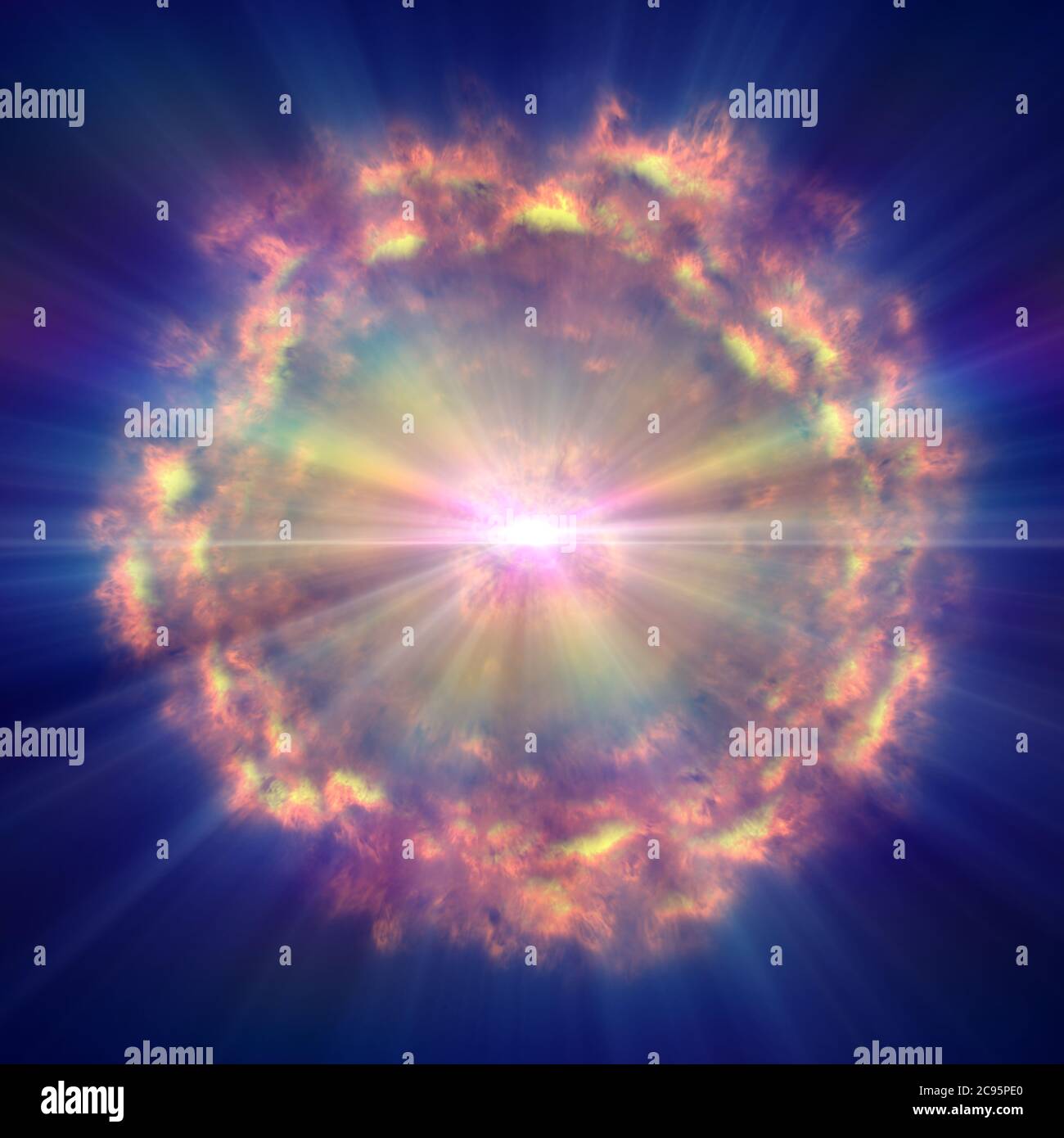 fire flame ball explosion in space, abstract illustration Stock Photo ...