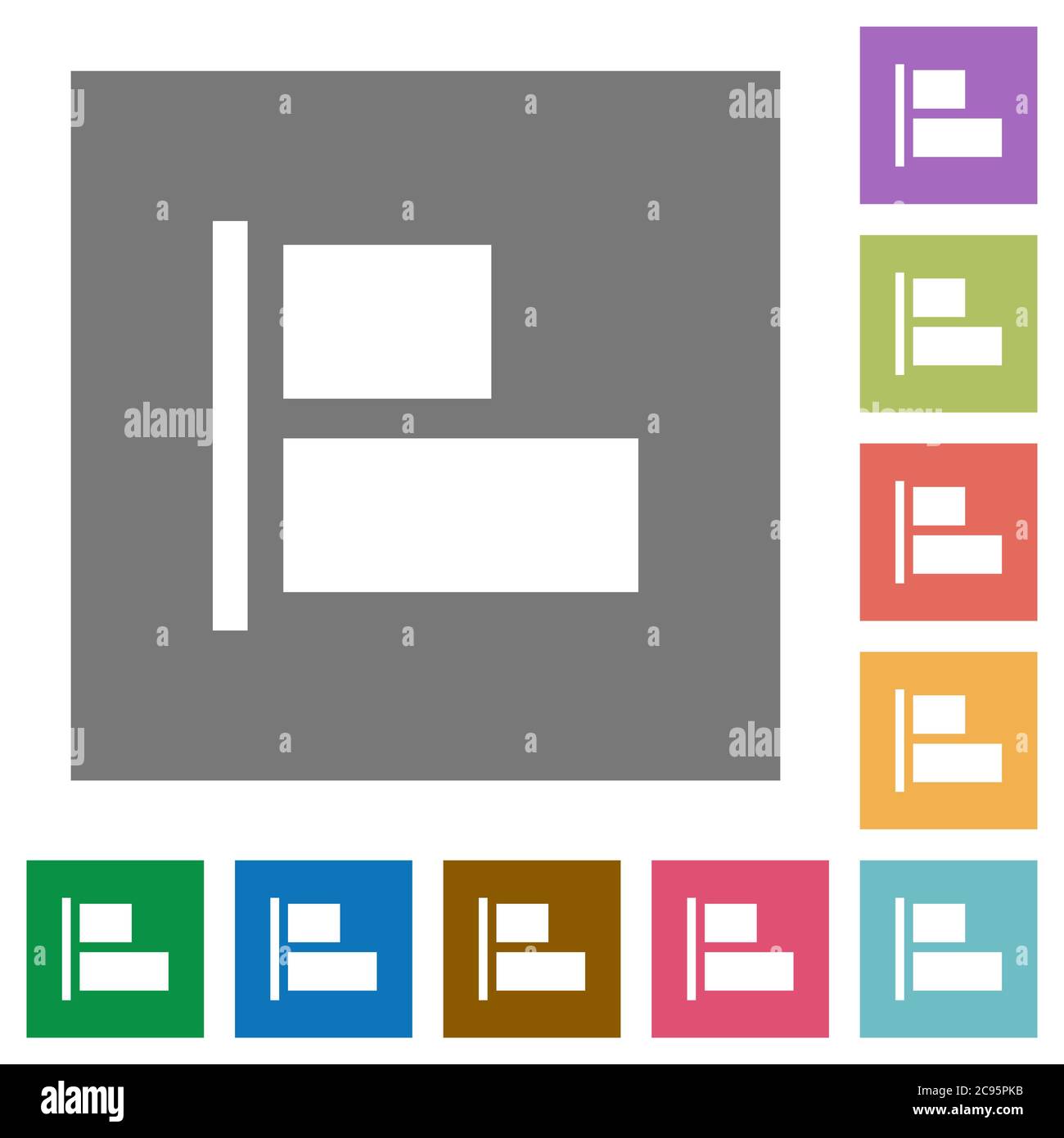Align to left flat icons on simple color square backgrounds Stock ...