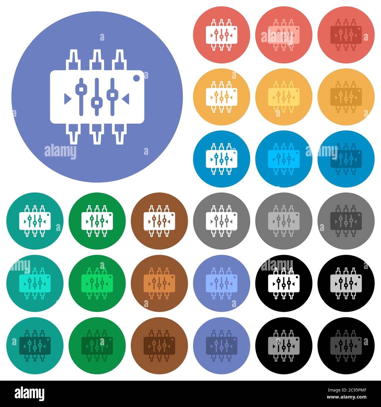 Chip tuning multi colored flat icons on round backgrounds. Included ...