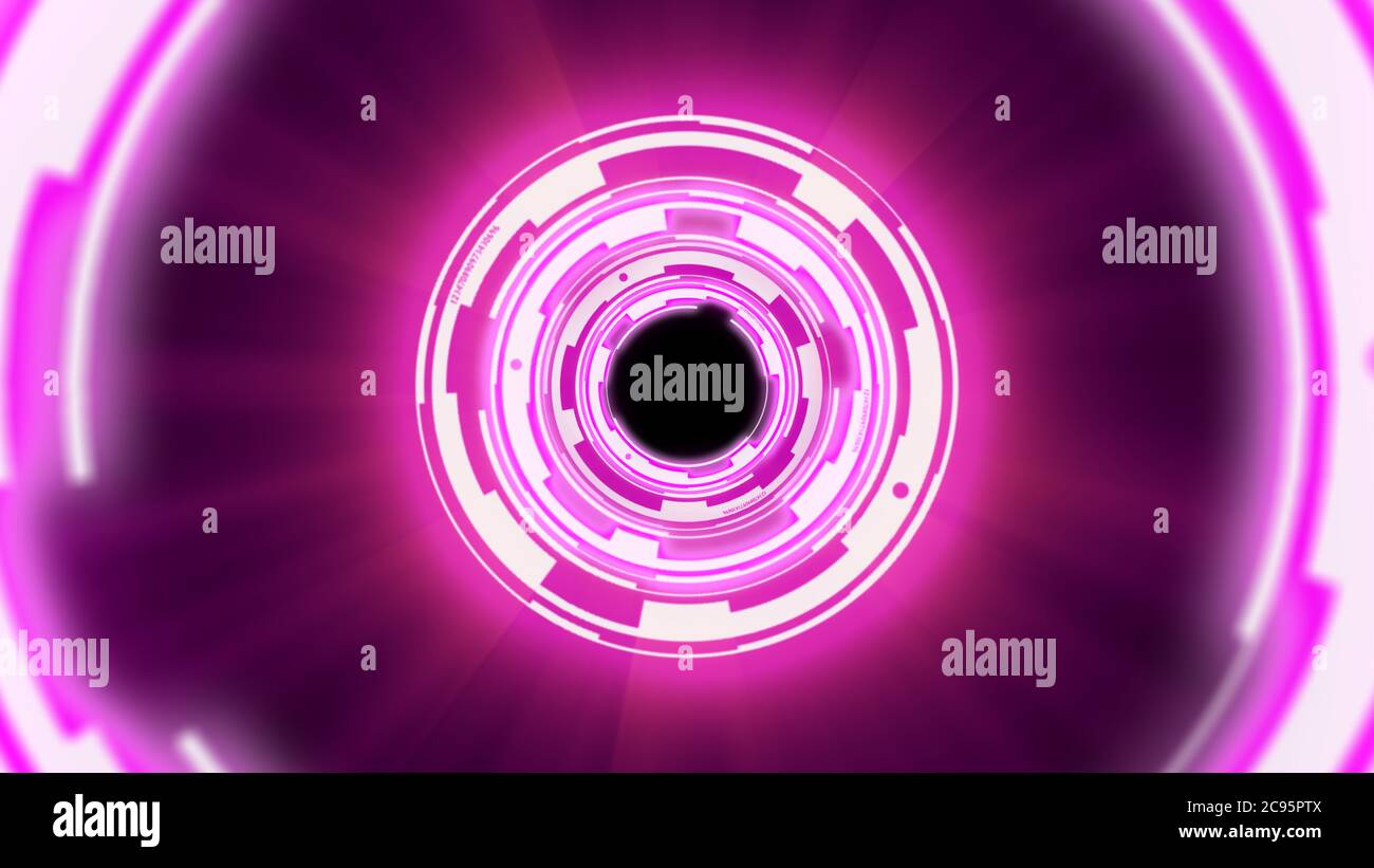 Abstract background techno circles tunnel, light neon Stock Photo - Alamy