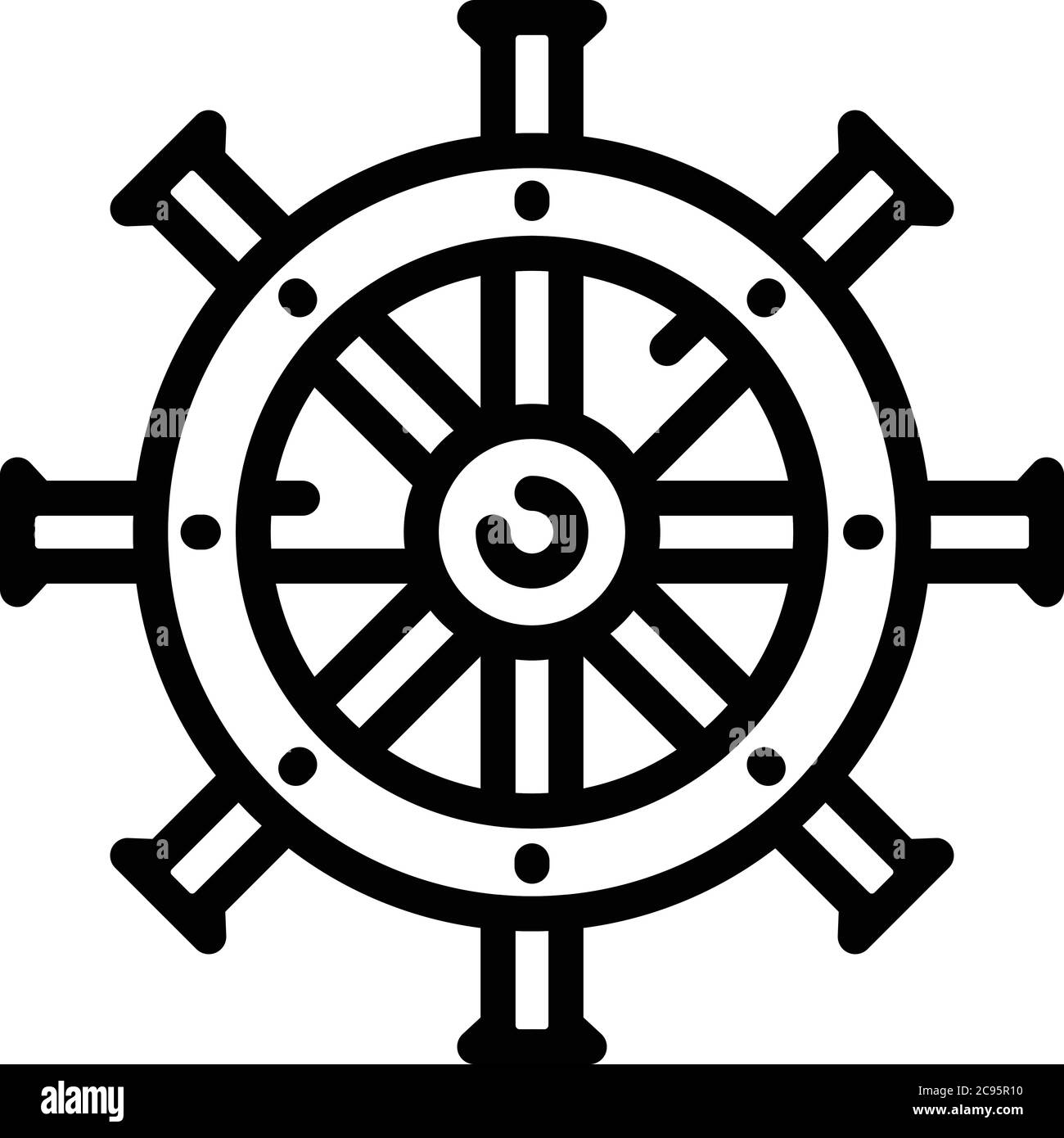 Ship wooden wheel illustration Black and White Stock Photos & Images ...