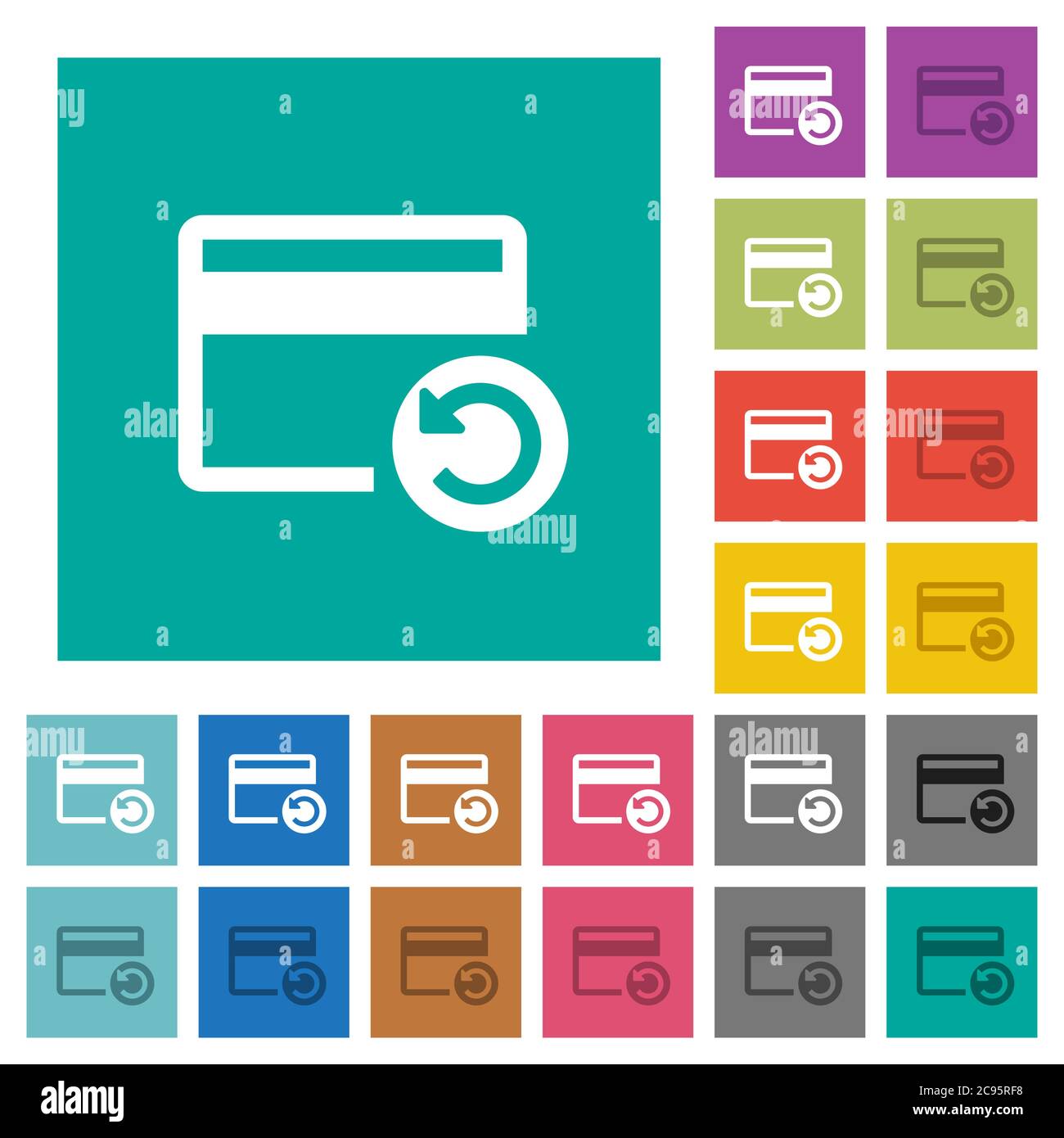 Undo credit card last operation multi colored flat icons on plain ...