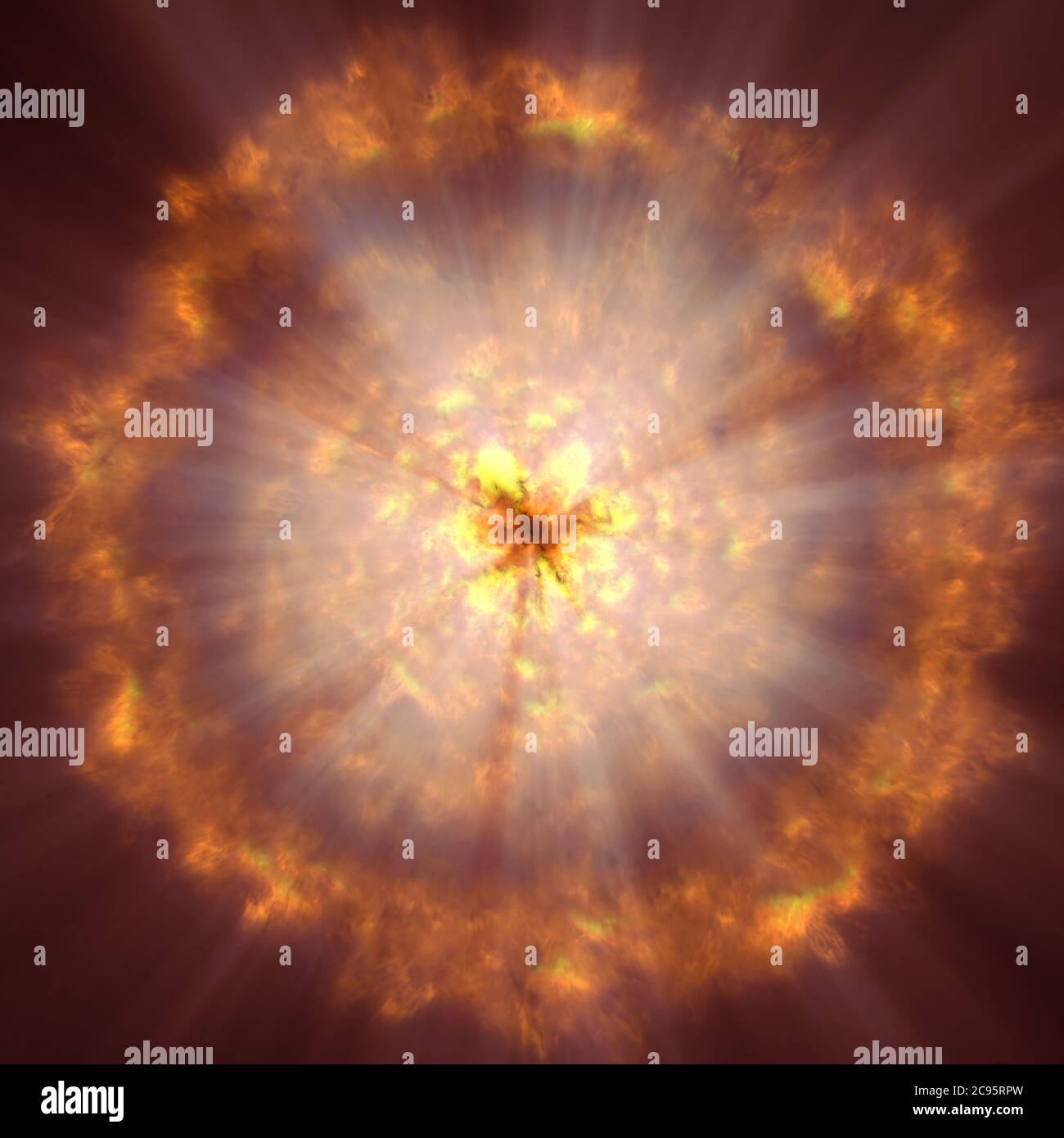 fire flame ball explosion in space, abstract illustration Stock Photo ...