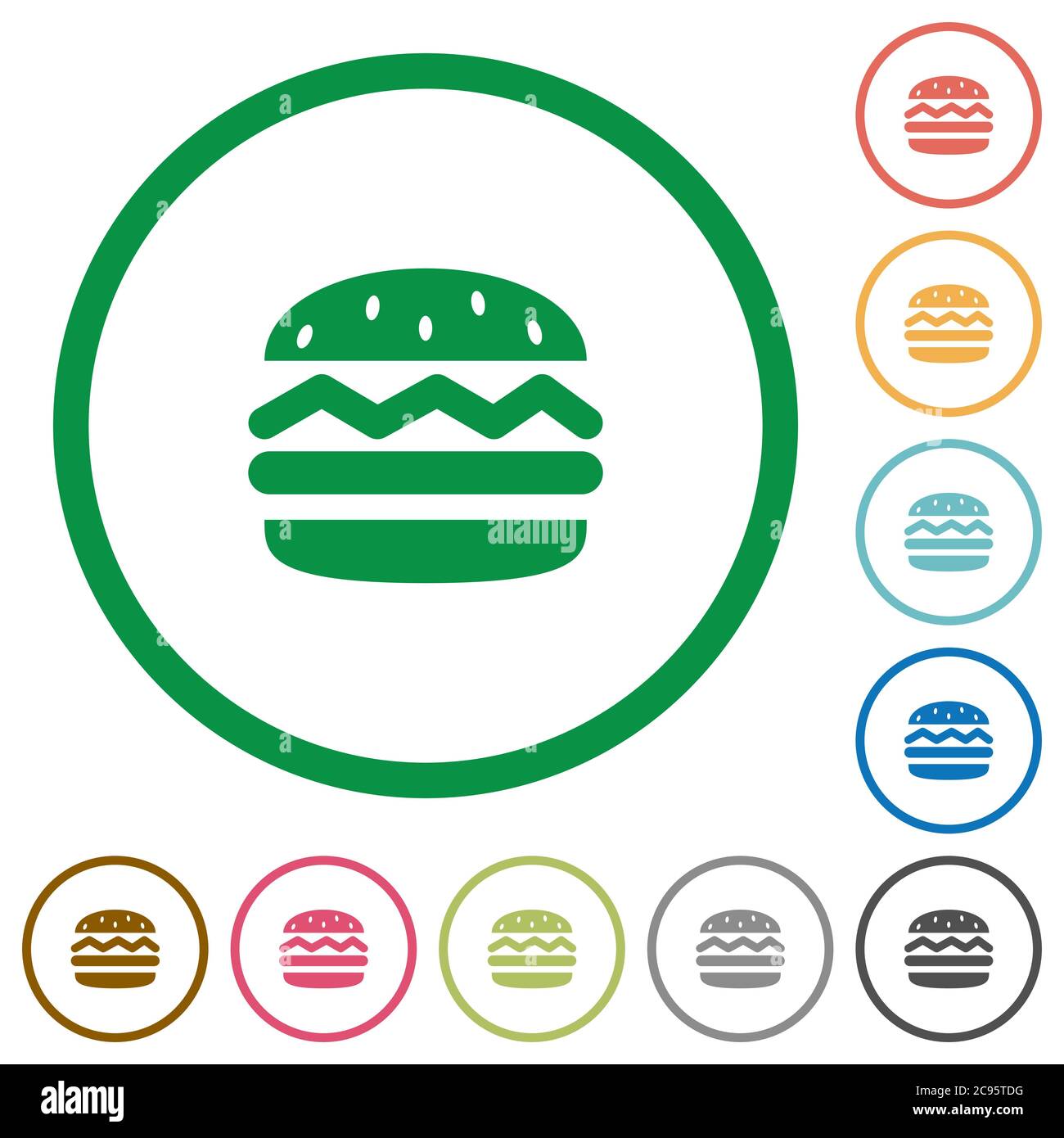 Single hamburger flat color icons in round outlines on white background Stock Vector Image & Art ...