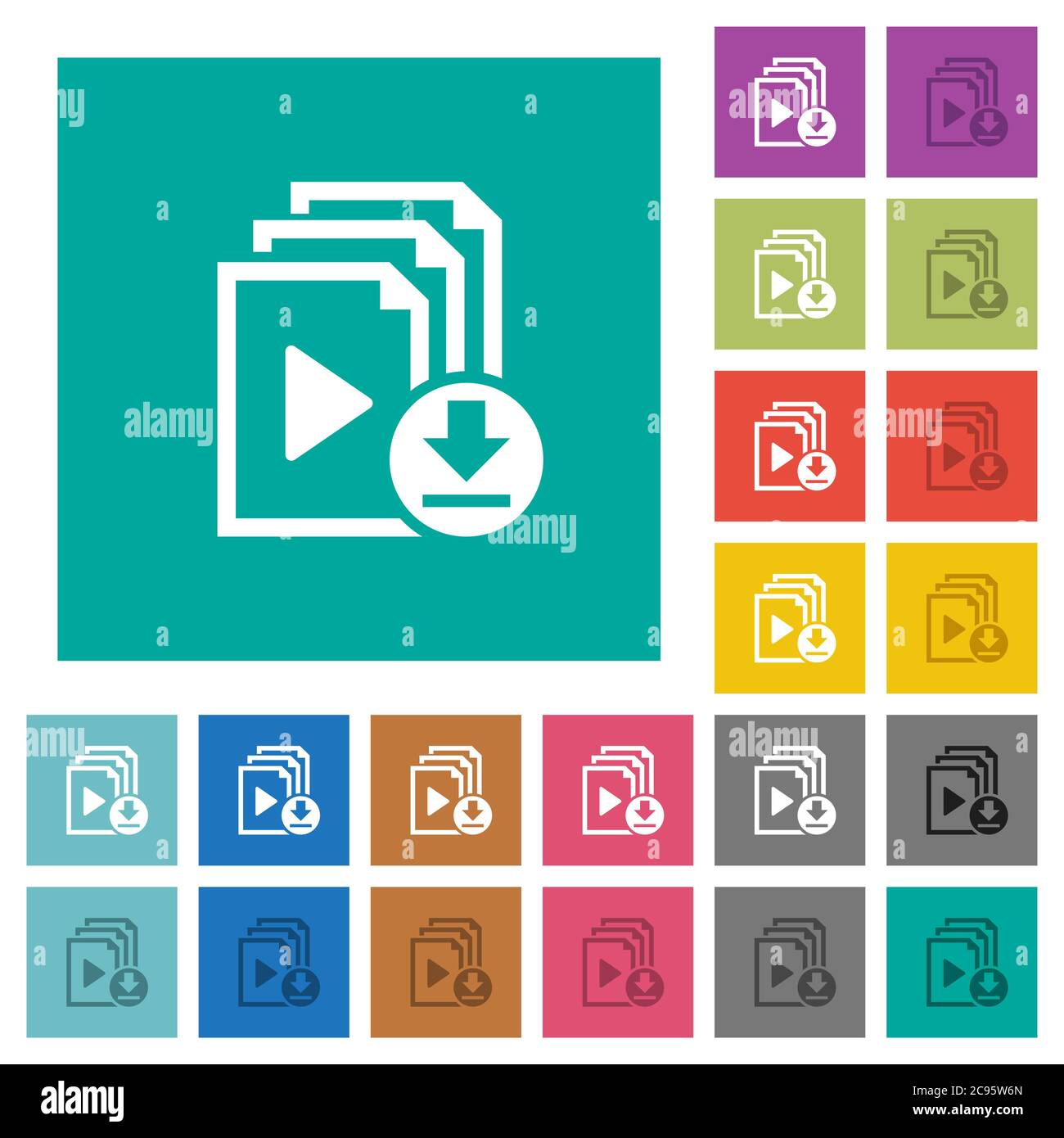 Download playlist multi colored flat icons on plain square backgrounds ...