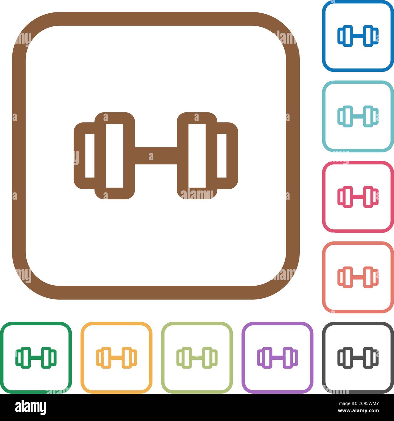 Barbell simple icons in color rounded square frames on white background Stock Vector Image & Art ...