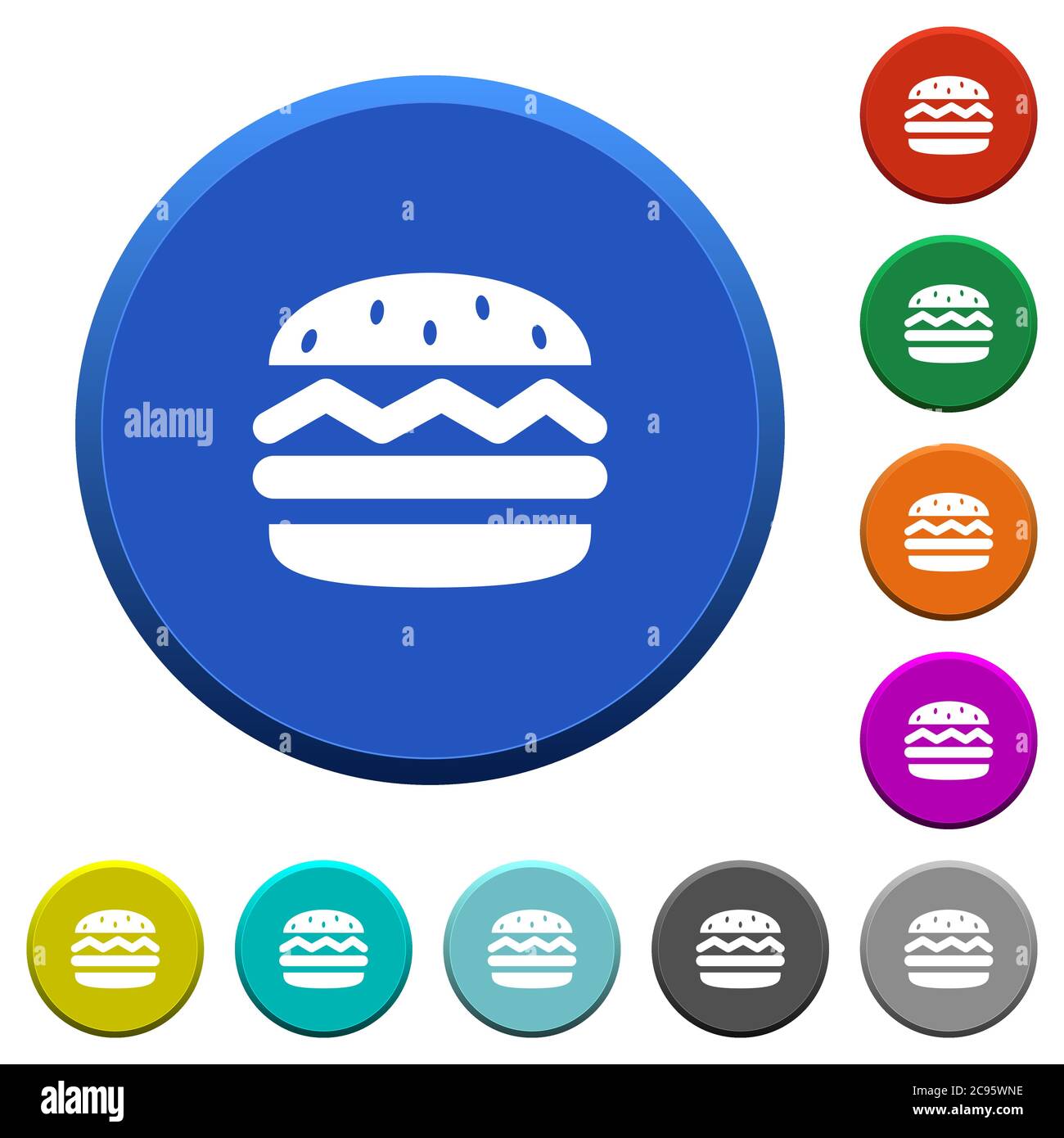 Single hamburger round color beveled buttons with smooth surfaces and ...