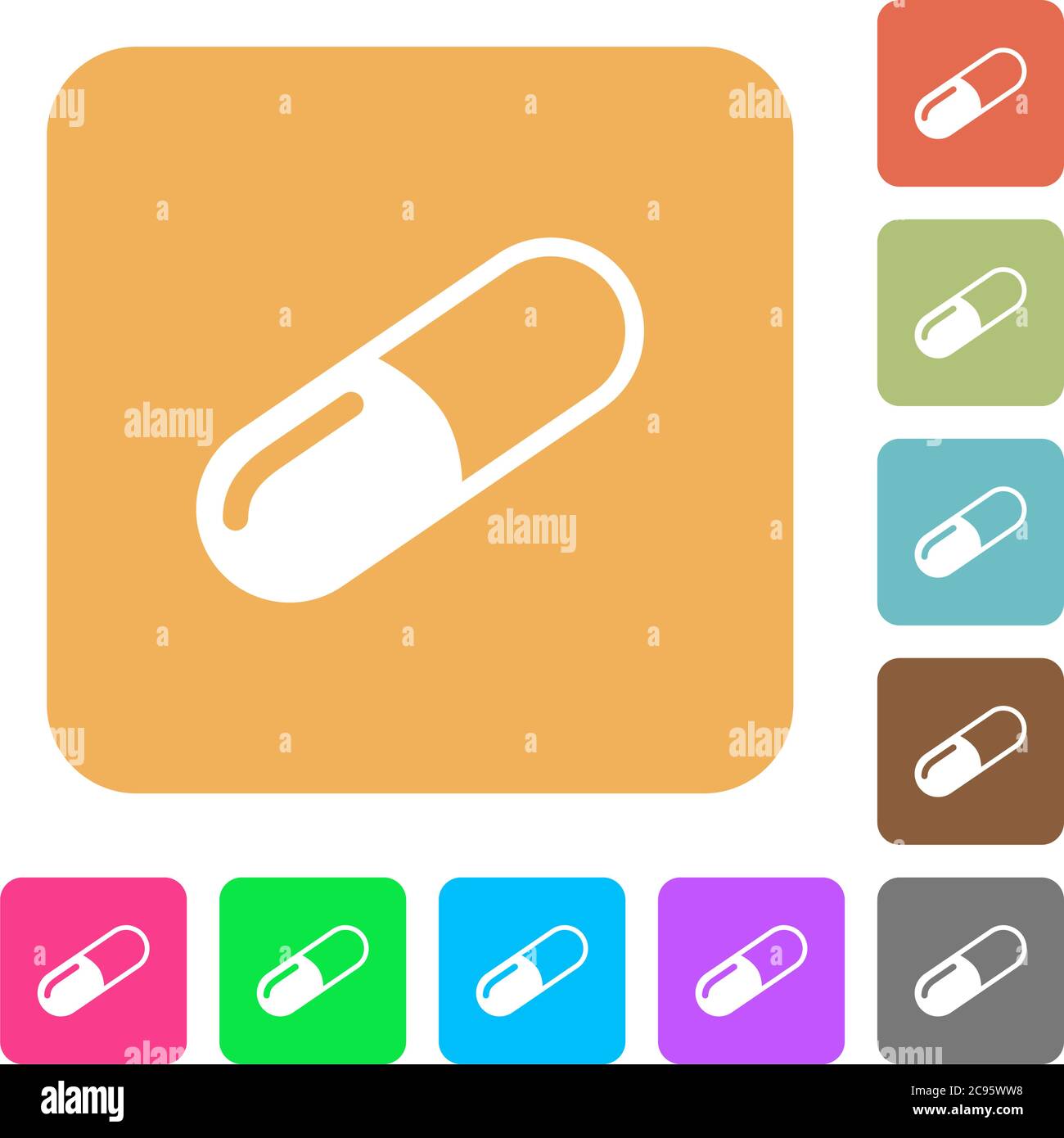 Pill flat icons on rounded square vivid color backgrounds Stock Vector ...